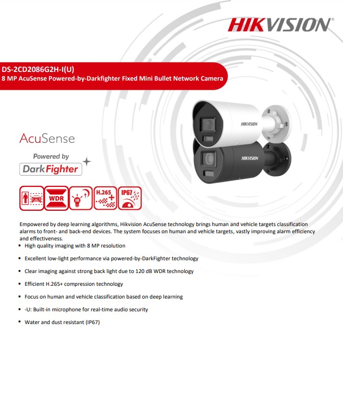 HIKVISION กล้องวงจรปิด 8MP รุ่น DS-2CD2086G2H-IU 2.8/4mm - Magic Eyes CCTV